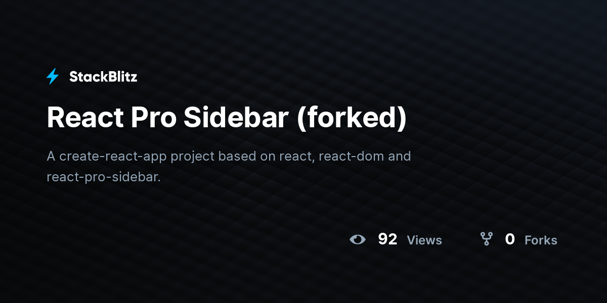 React Pro Sidebar (forked) - StackBlitz
