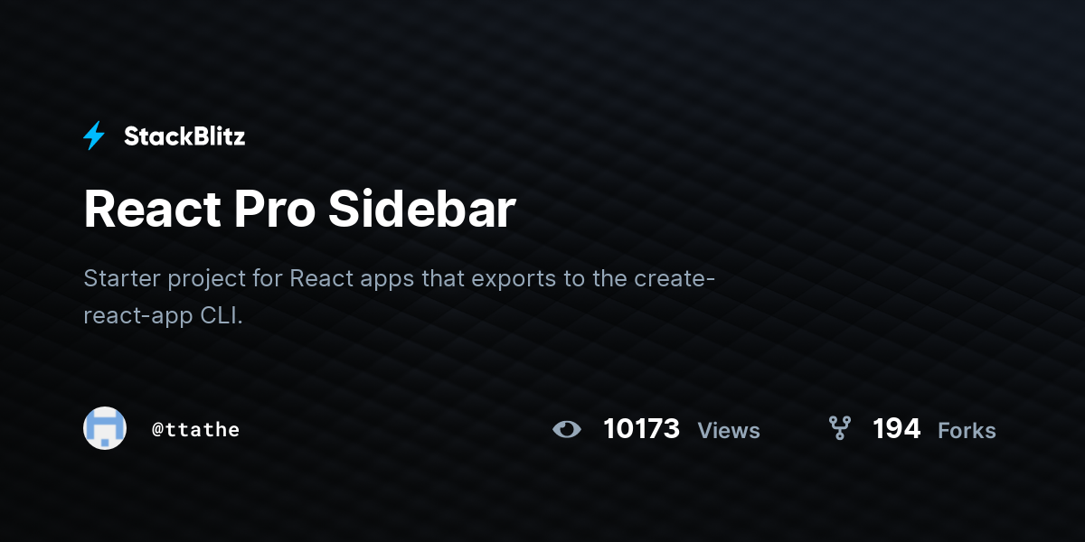 React Pro Sidebar - StackBlitz