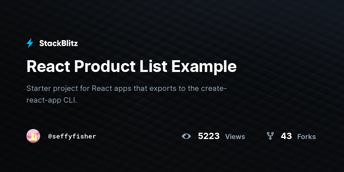 React Product List Example - StackBlitz