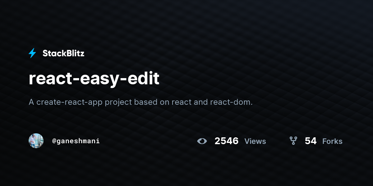 React Easy Edit Stackblitz