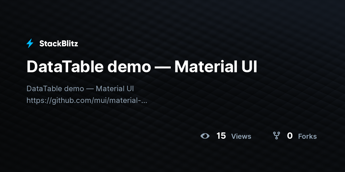 DataTable demo — Material UI - StackBlitz