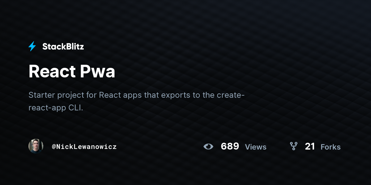 React Pwa Stackblitz
