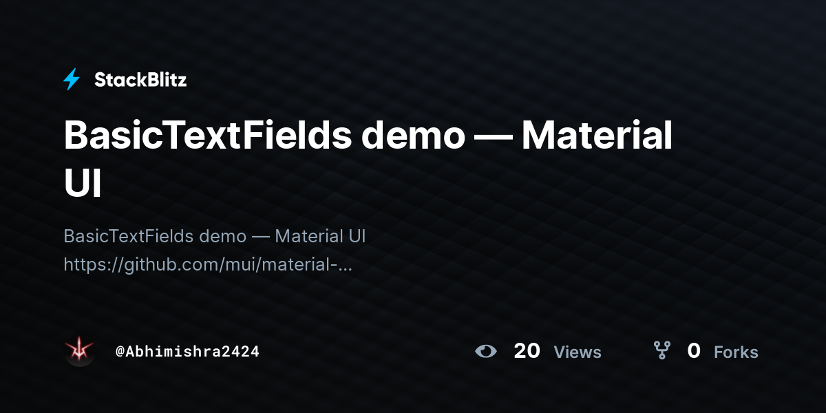 BasicTextFields demo — Material UI - StackBlitz
