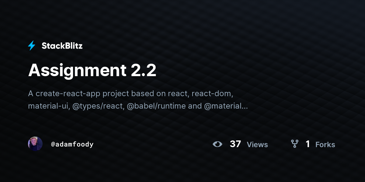 Assignment 2.2 - StackBlitz
