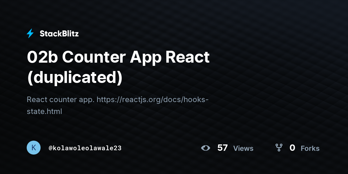 02b Counter App React (duplicated) - StackBlitz