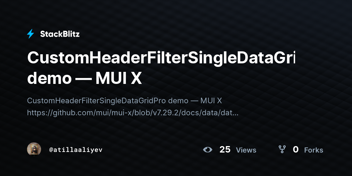 CustomHeaderFilterSingleDataGridPro demo — MUI X - StackBlitz