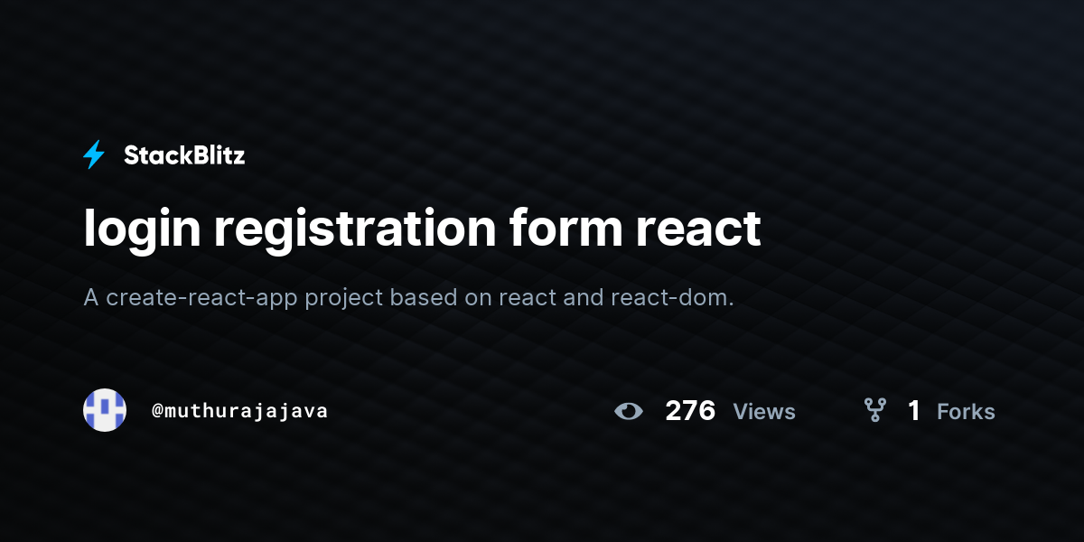 login registration form react - StackBlitz