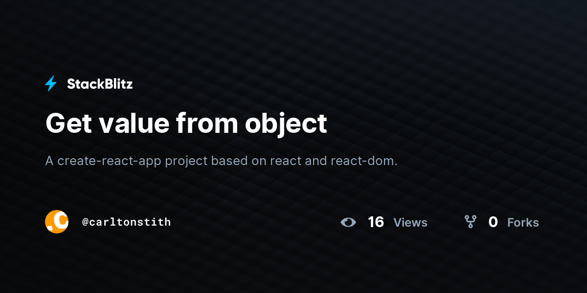 Get Value From Object StackBlitz
