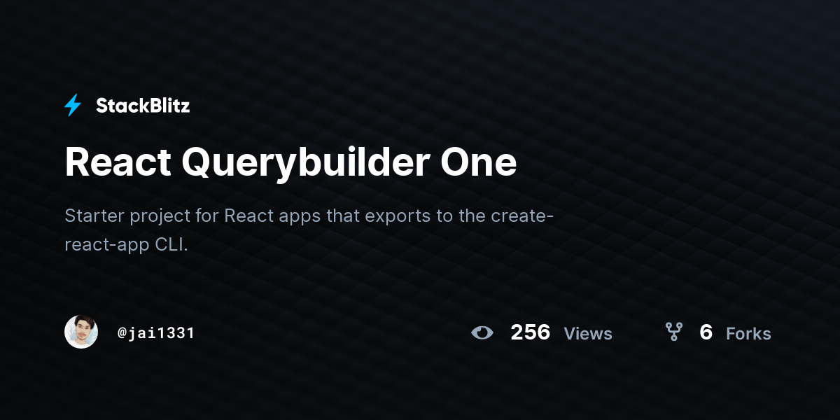 React Querybuilder One - StackBlitz