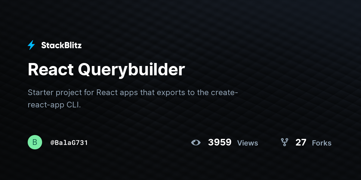 React Querybuilder - StackBlitz