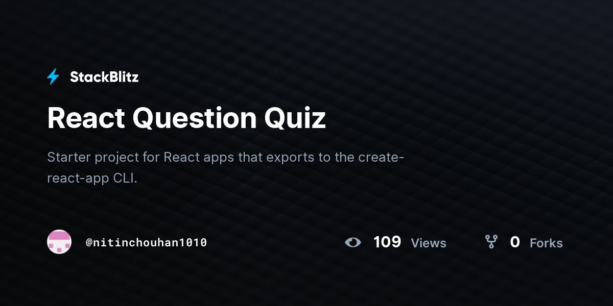 React Question Quiz - StackBlitz