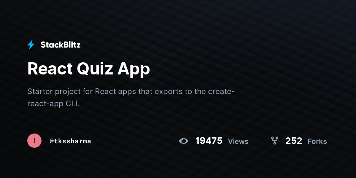 React Quiz App - StackBlitz