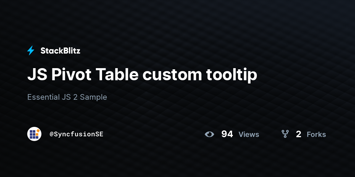 JS Pivot Table custom tooltip - StackBlitz