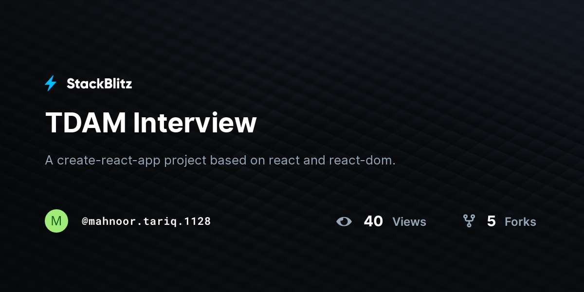 TDAM Interview - StackBlitz