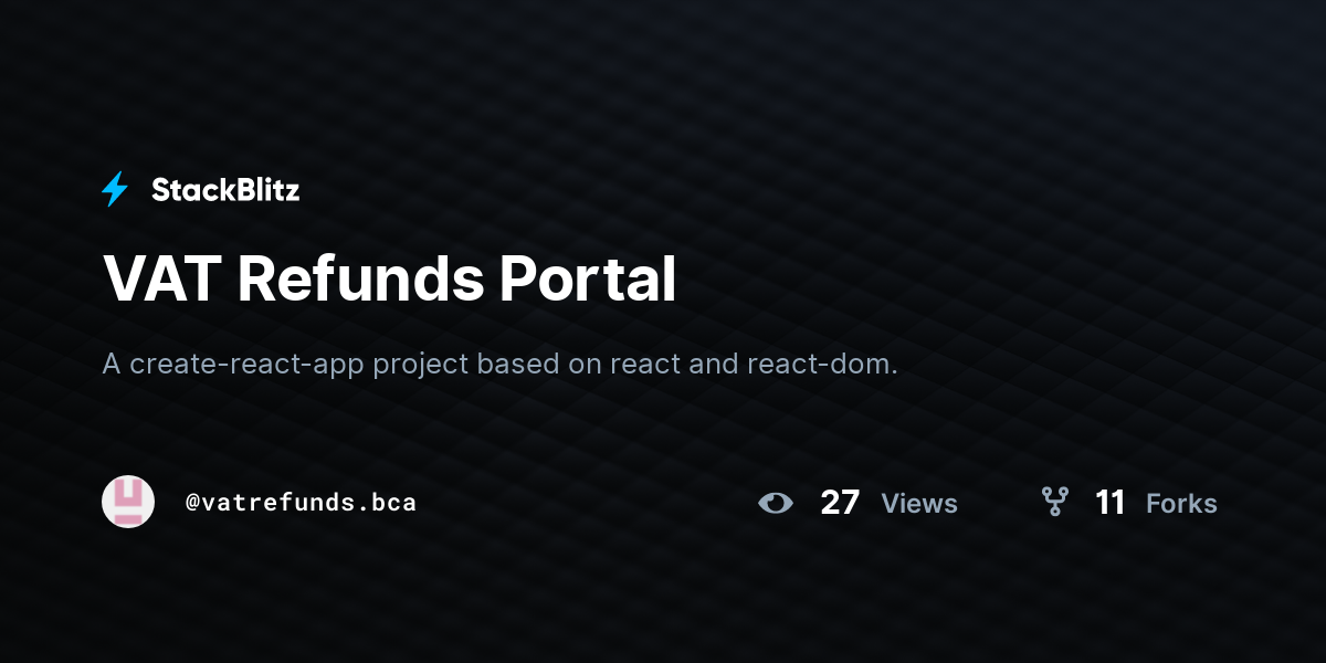 VAT Refunds Portal - StackBlitz
