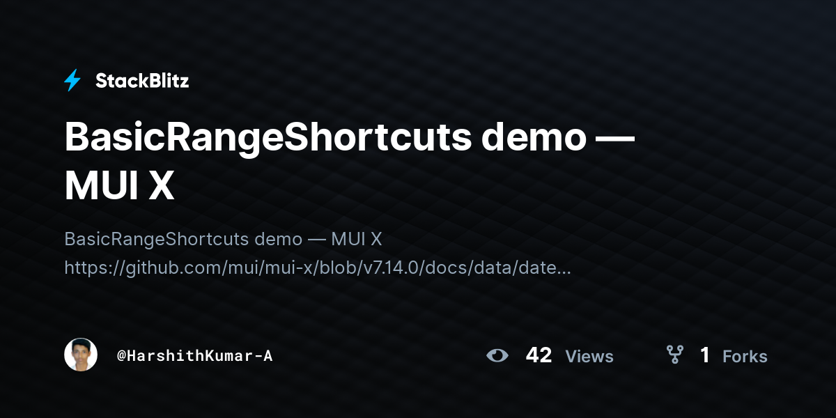 BasicRangeShortcuts demo — MUI X - StackBlitz