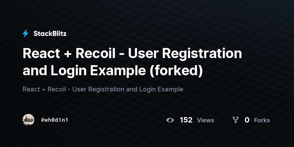 React + Recoil - User Registration and Login Example (forked) - StackBlitz