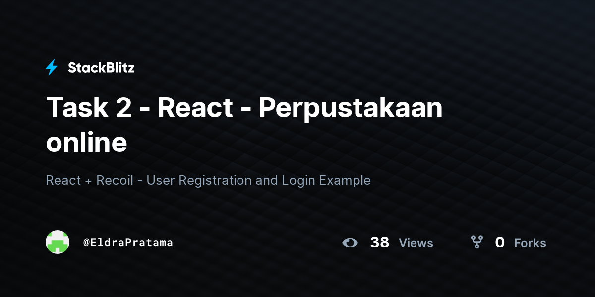 Task 2 - React - Perpustakaan online - StackBlitz Task 2 - React - Perpustakaan online - StackBlitz