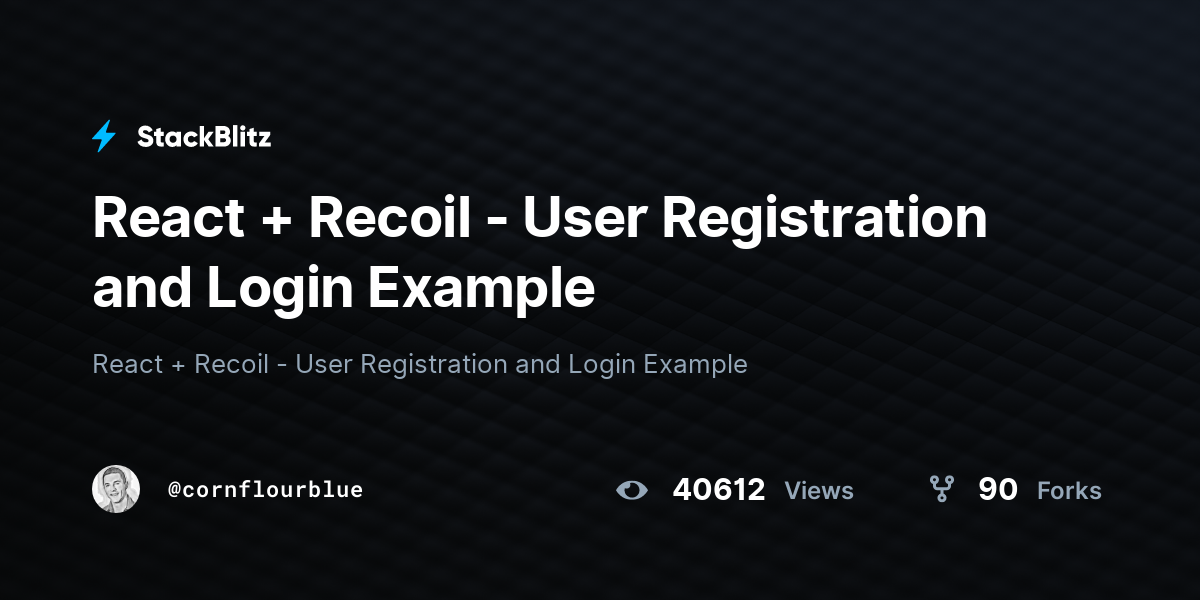 React + Recoil - User Registration and Login Example - StackBlitz