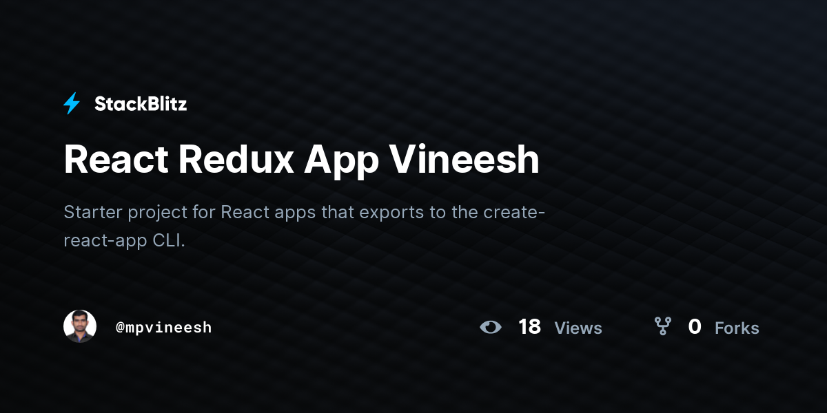 React Redux App Vineesh - StackBlitz