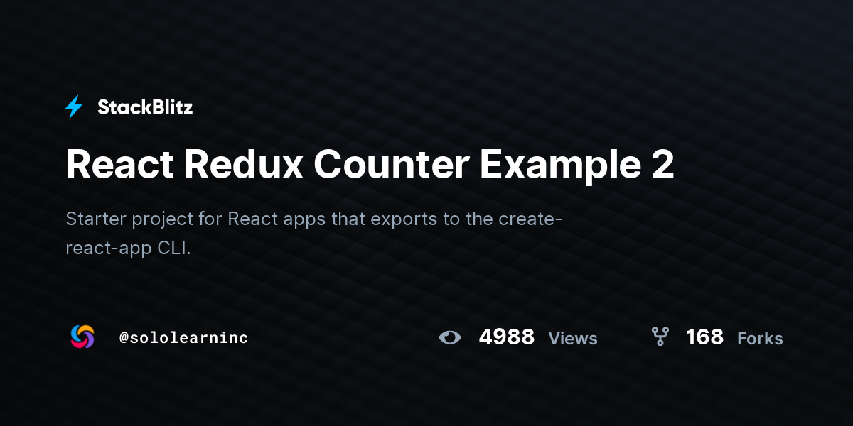 React Redux Counter Example 2 - StackBlitz React Redux Counter Example 2 - StackBlitz
