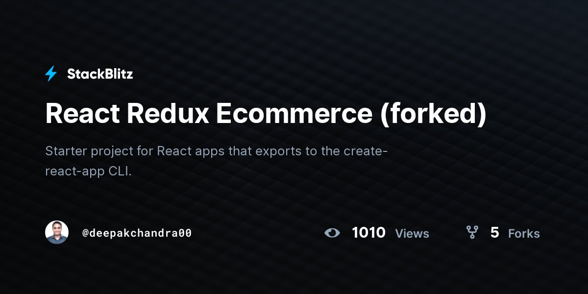 React Redux Ecommerce (forked) - StackBlitz