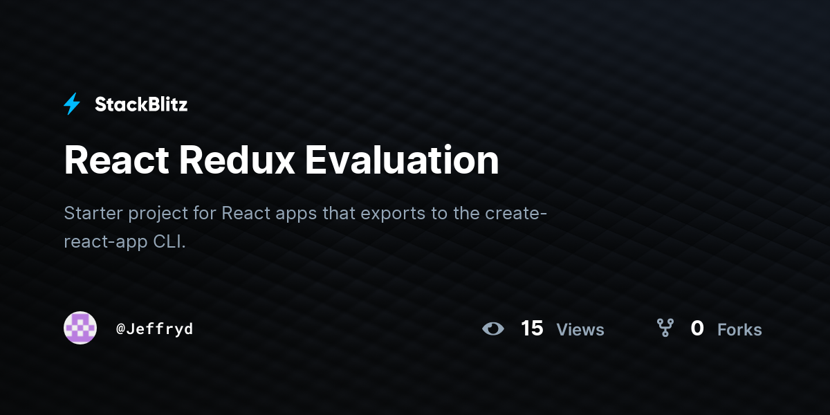 React Redux Evaluation - StackBlitz