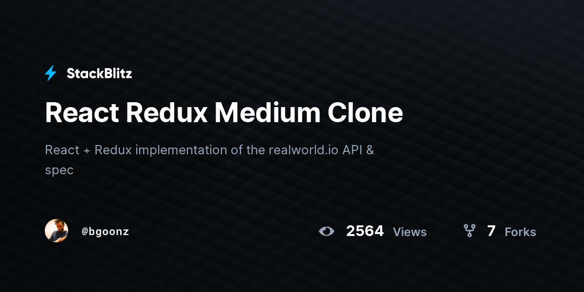 React Redux Medium Clone - StackBlitz