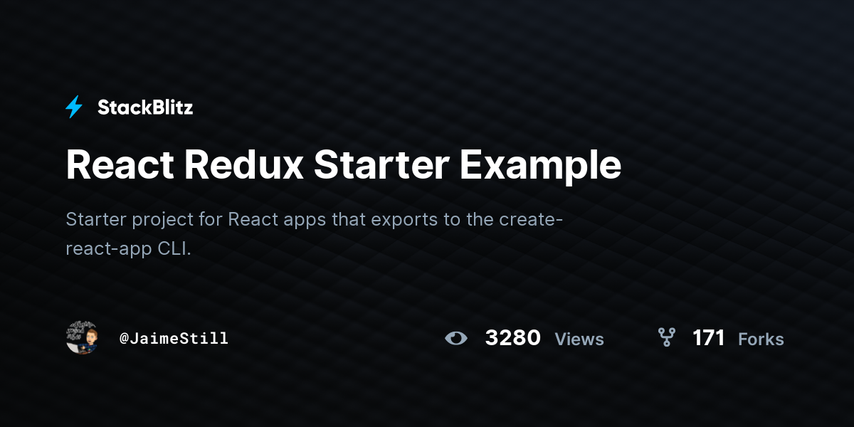 React Redux Starter Example - StackBlitz