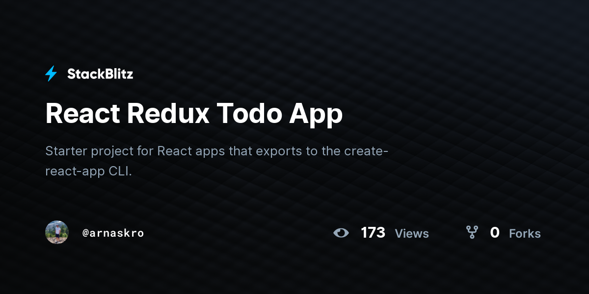 React Redux Todo App - StackBlitz React Redux Todo App - StackBlitz