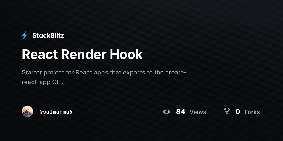React Render Hook - StackBlitz React Render Hook - StackBlitz