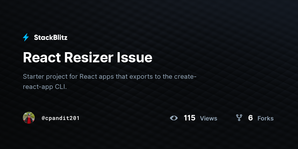 React Resizer Issue Stackblitz