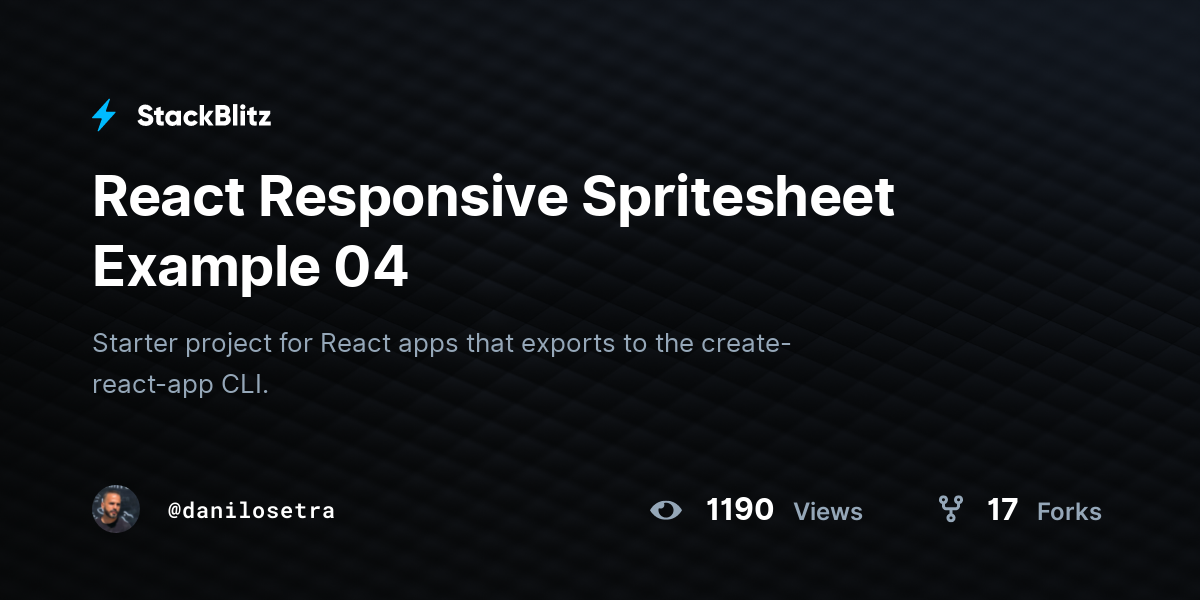 React Responsive Spritesheet Example 04 Stackblitz