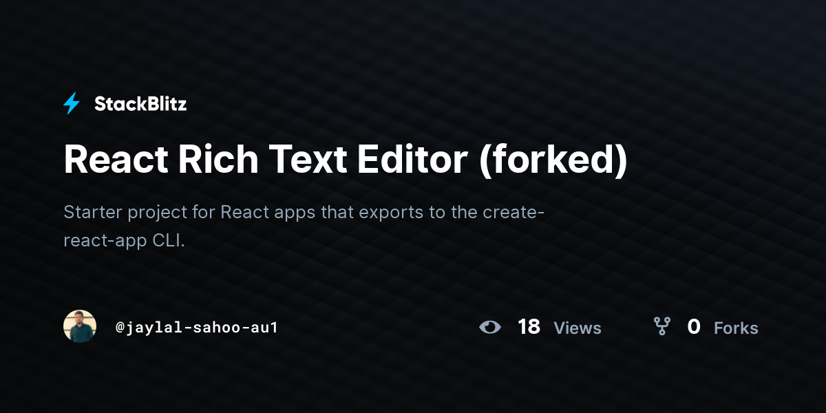 React Rich Text Editor (forked) - StackBlitz