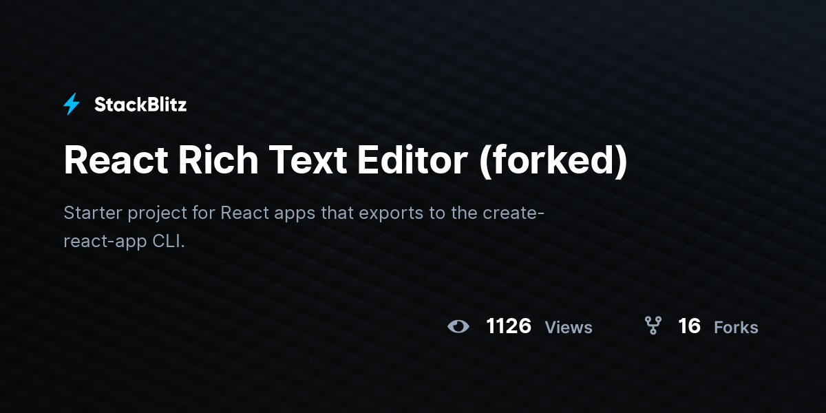 React Rich Text Editor (forked) - StackBlitz