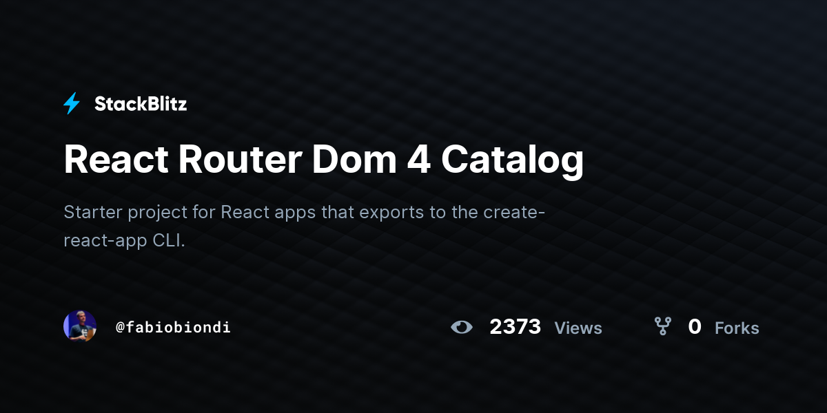 React Router Dom 4 Catalog - StackBlitz