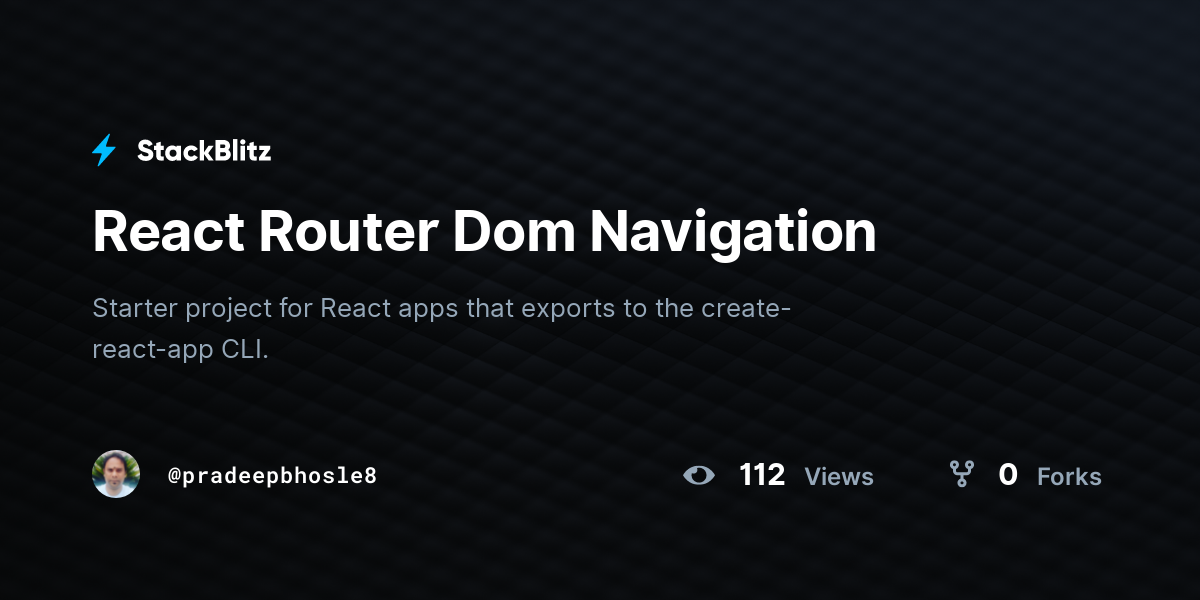 React Router Dom Navigation - StackBlitz