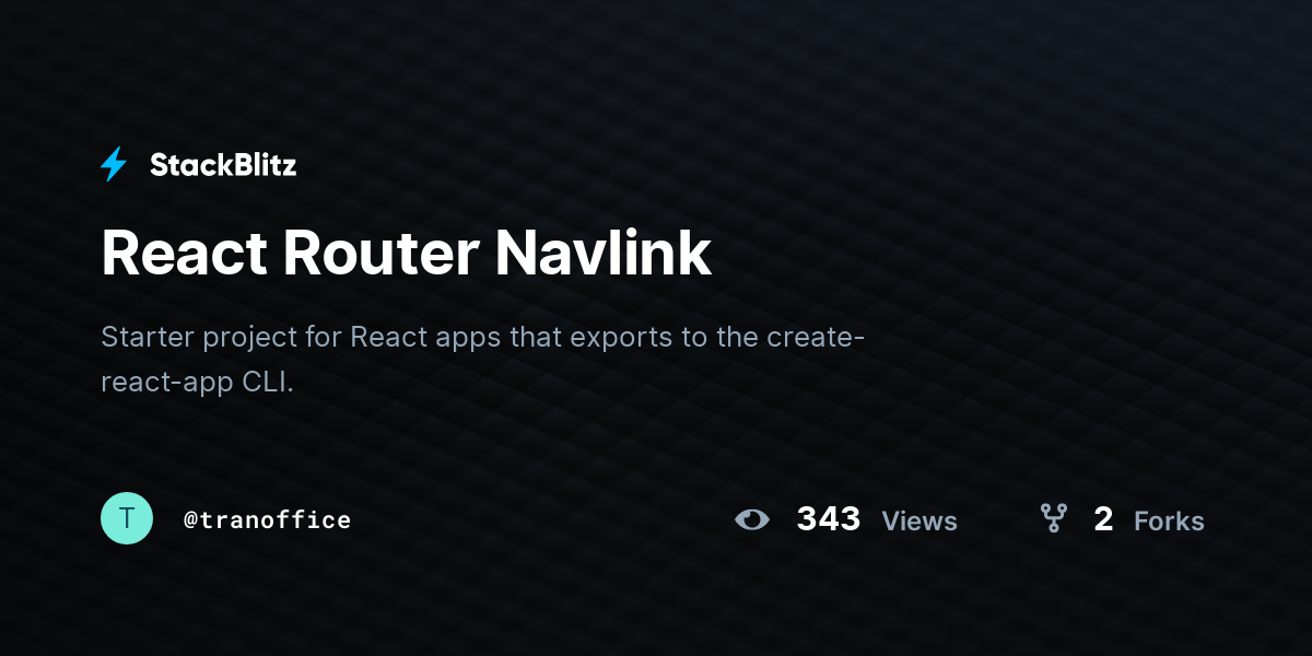 React Router Navlink - StackBlitz