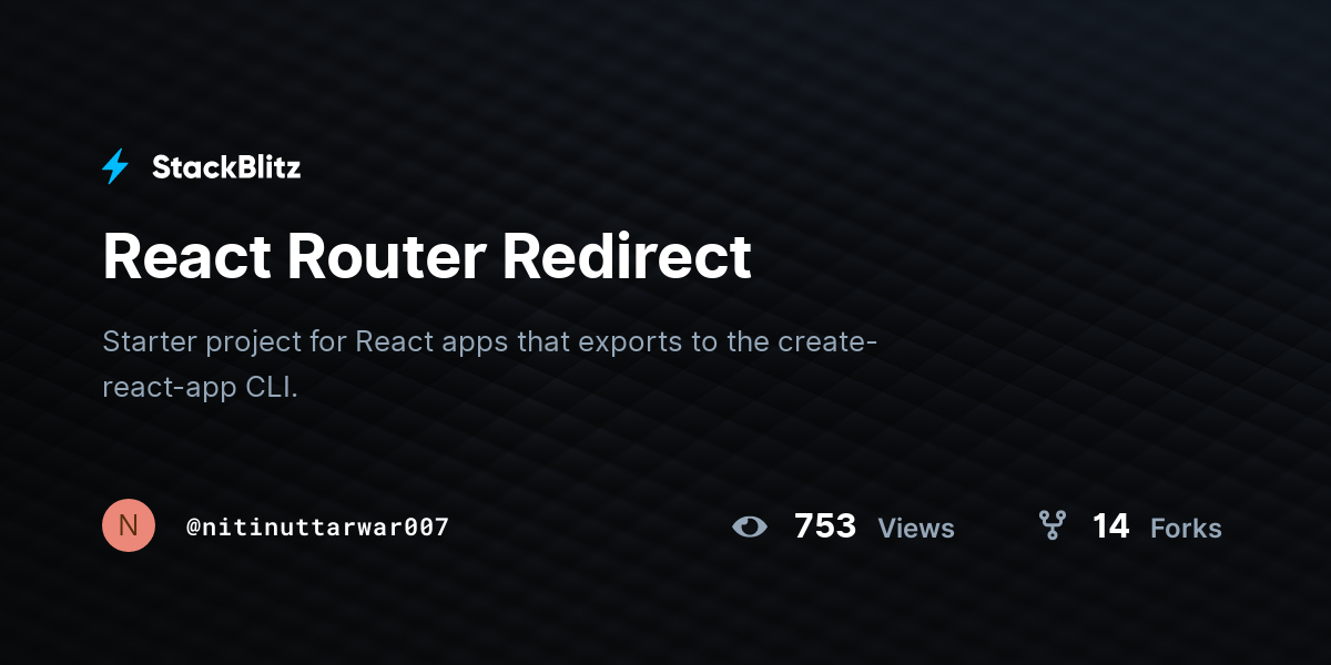 React Router Redirect Stackblitz