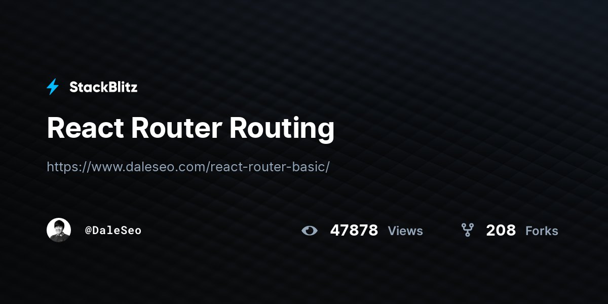 React Router Routing - StackBlitz