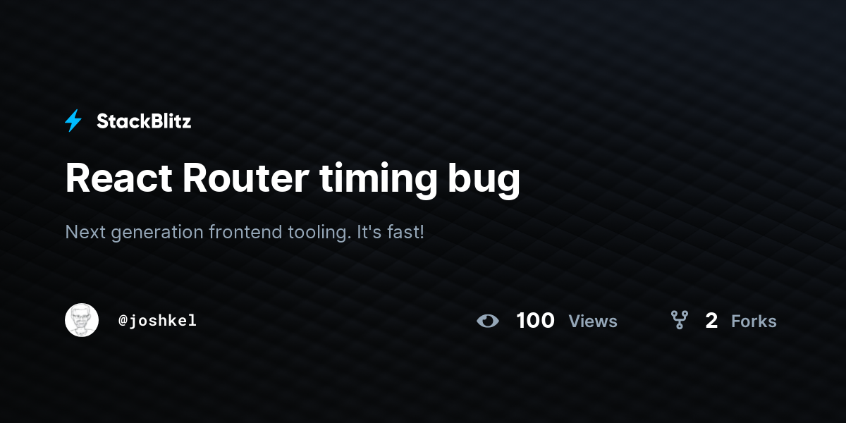 React Router timing bug - StackBlitz