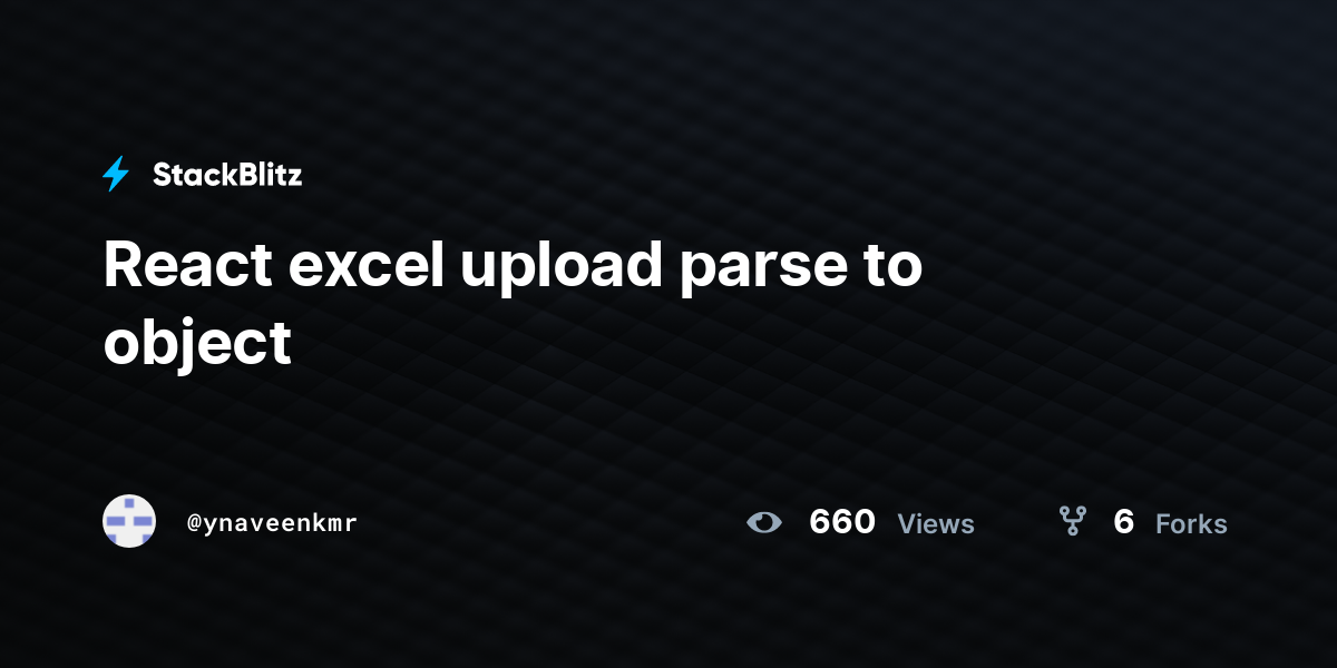 React excel upload parse to object - StackBlitz