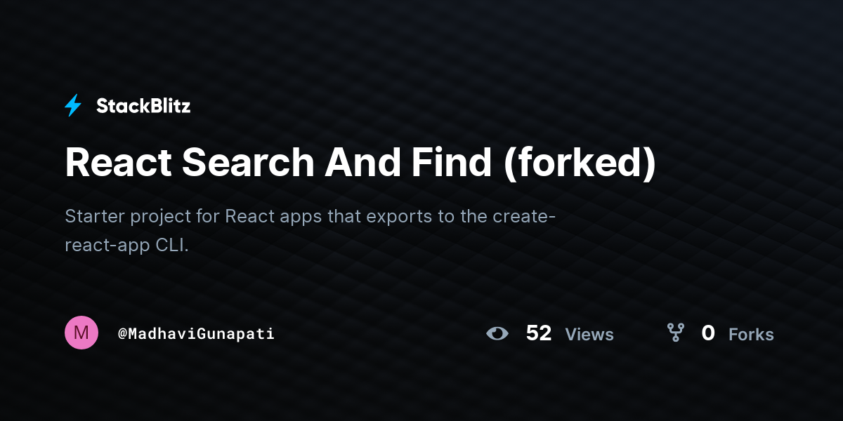 React Search And Find (forked) - StackBlitz