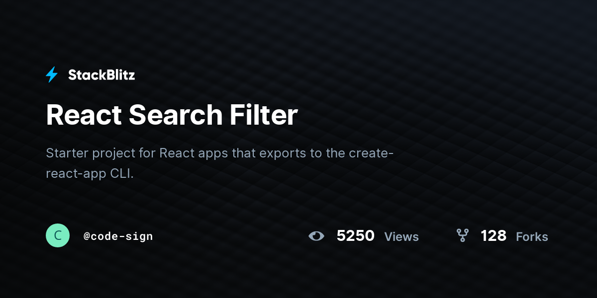 React Search Filter - StackBlitz
