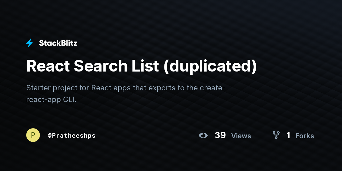 React Search List (forked) - StackBlitz