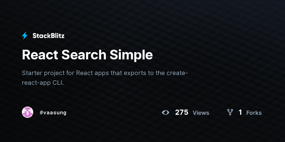 React Search Simple - StackBlitz
