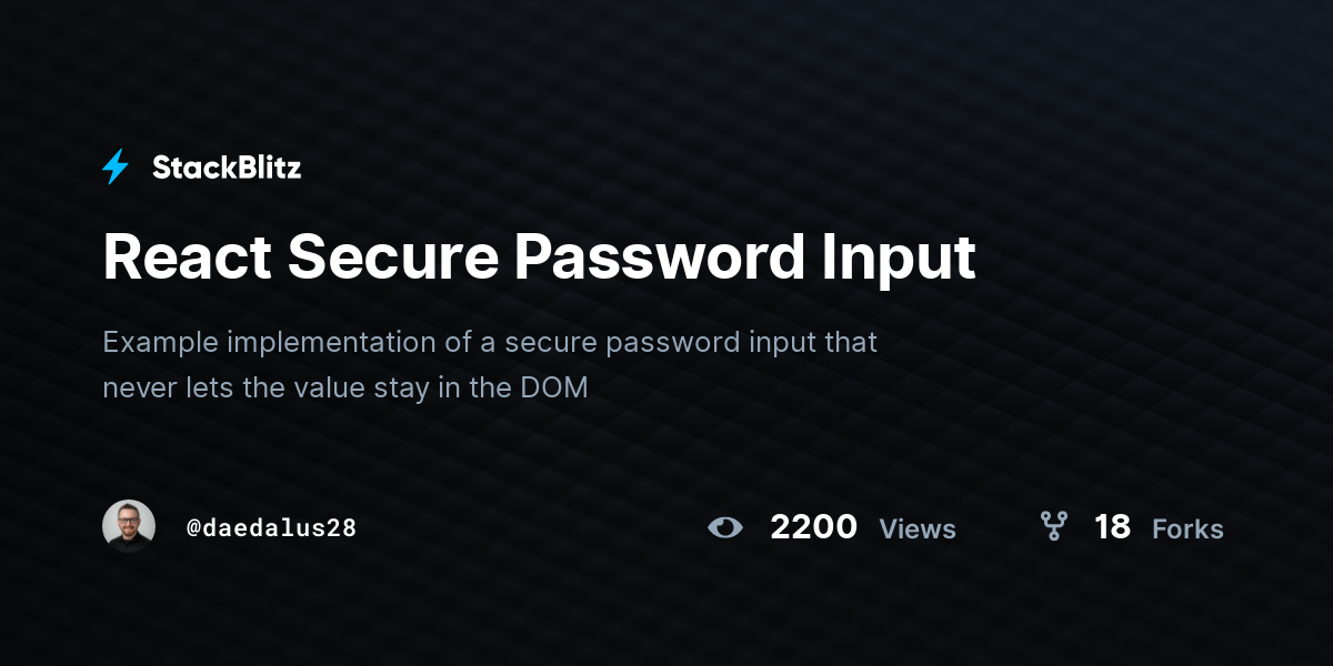 React Secure Password Input - StackBlitz