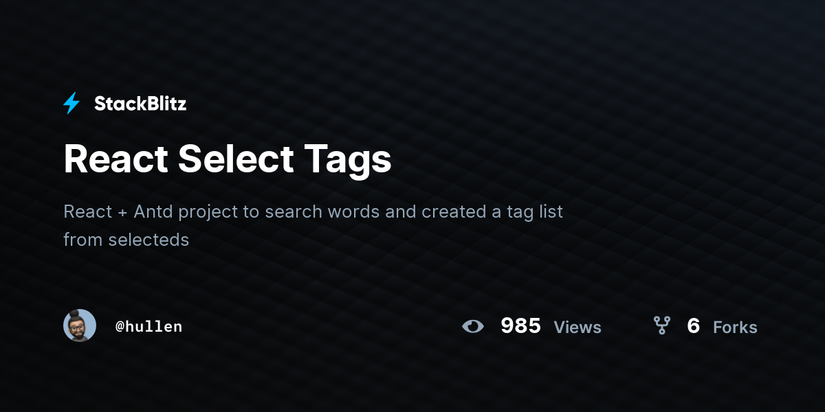 React Select Tags - StackBlitz