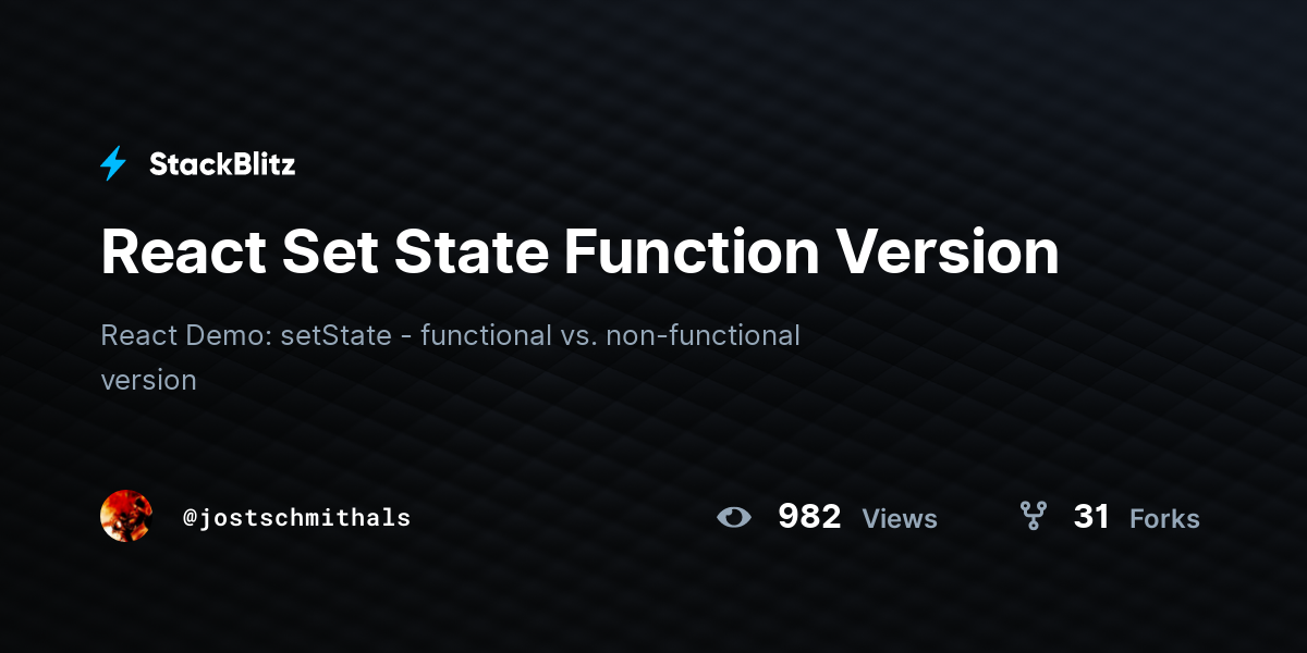 React Set State Function Version - StackBlitz