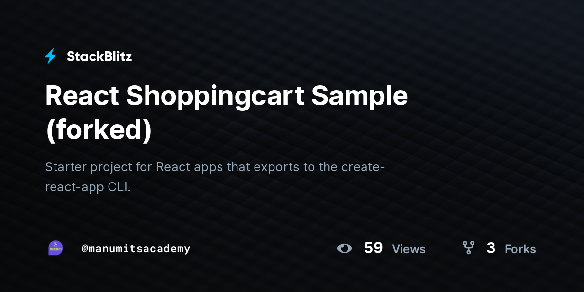React Shoppingcart Sample (forked) - StackBlitz